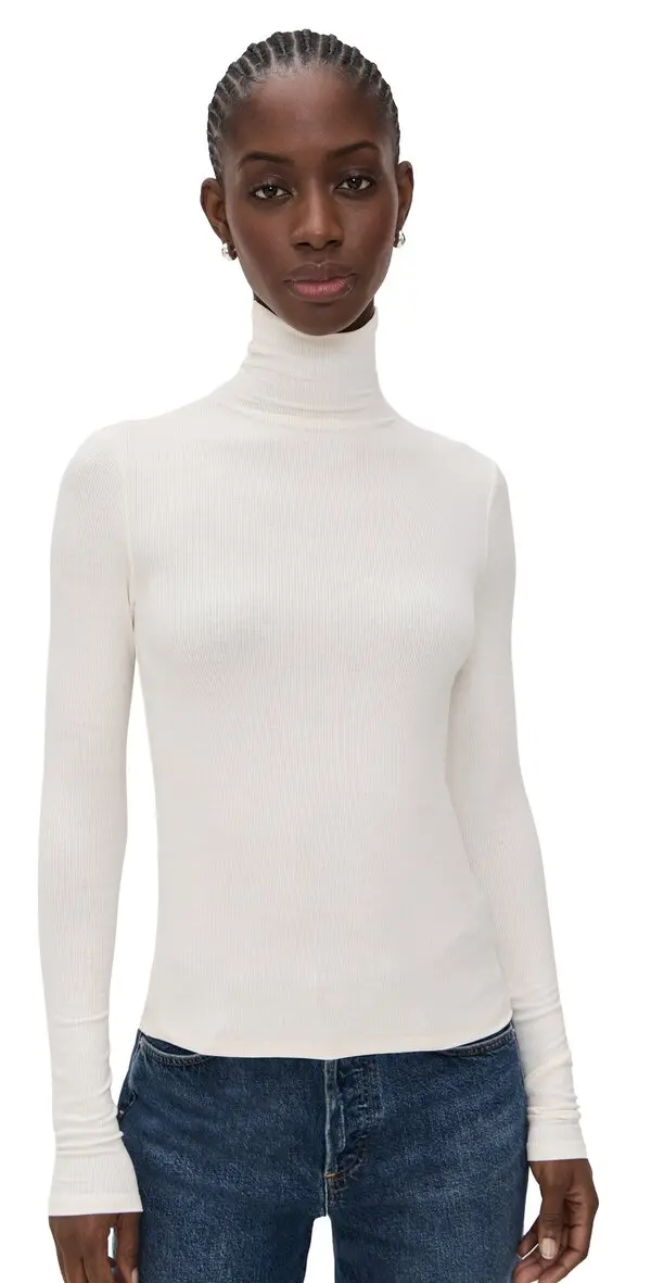 Joe's Jeans Tony Long Sleeve Turtleneck Top - Milk