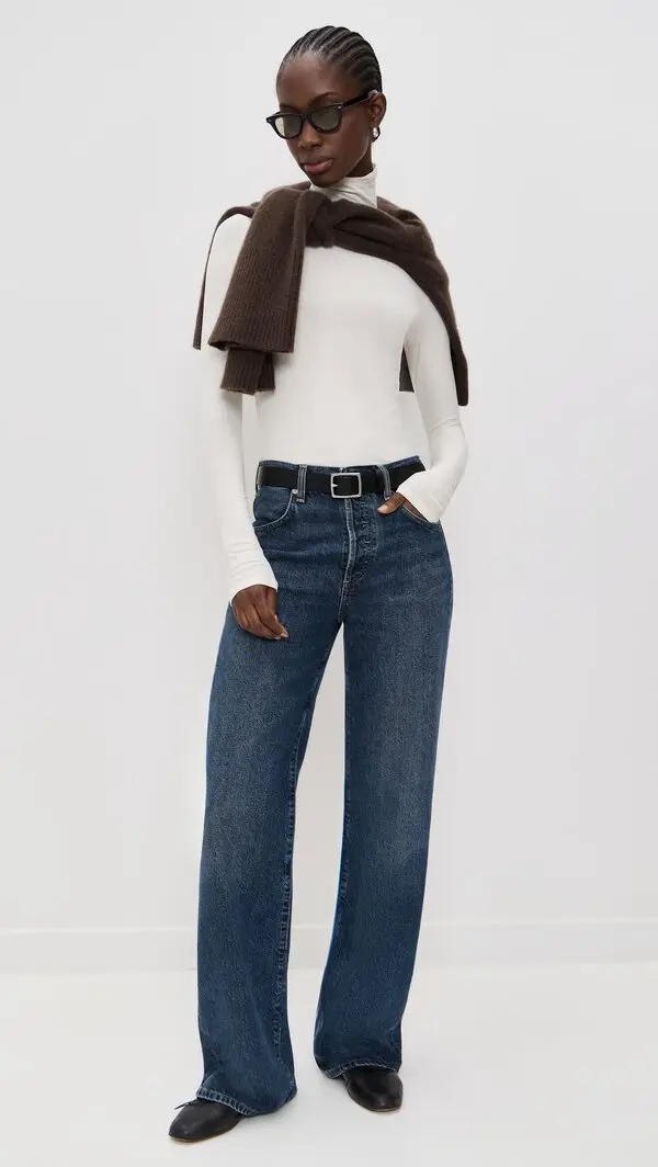 Joe's Jeans Tony Long Sleeve Turtleneck Top - Milk