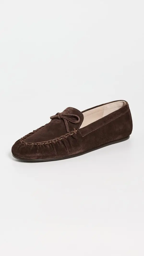 STUART WEITZMAN Britt Bow Loafers - Walnut