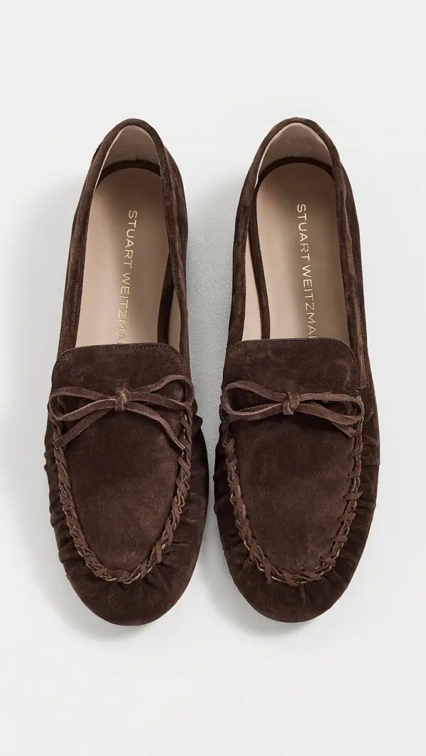 STUART WEITZMAN Britt Bow Loafers - Walnut