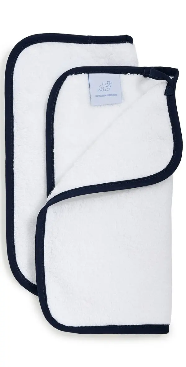 WEEZIE Signature Washcloths 2 Pack - Navy On White
