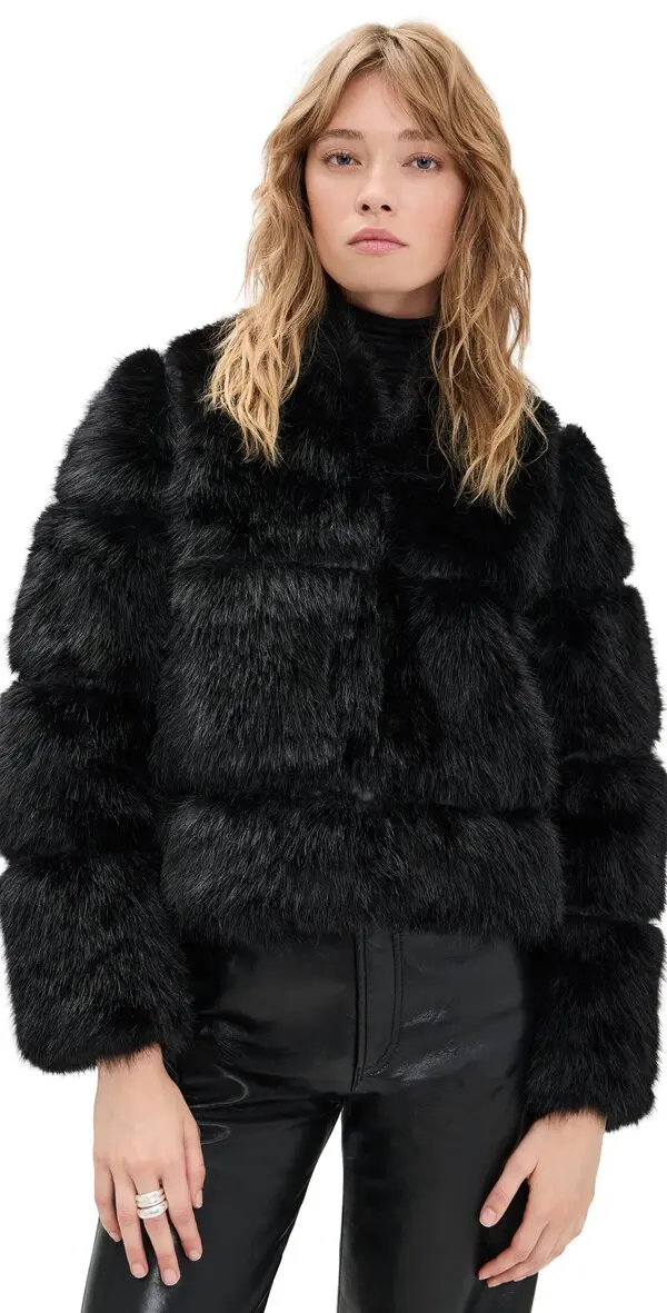Apparis Sai Sable Faux Fur Coat - Noir