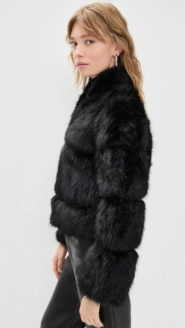 Apparis Sai Sable Faux Fur Coat - Noir
