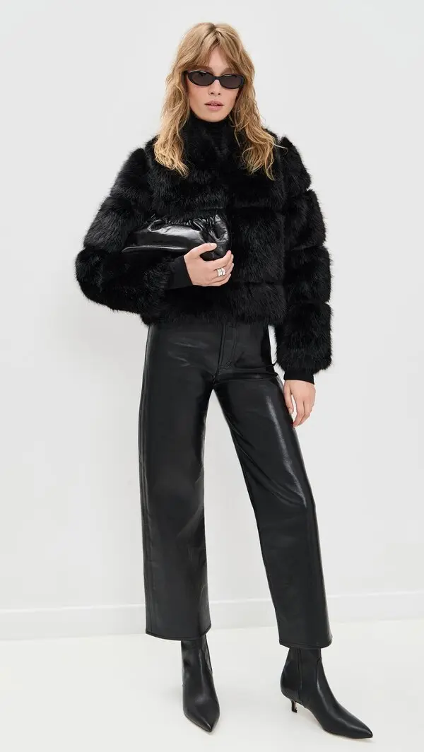 Apparis Sai Sable Faux Fur Coat - Noir