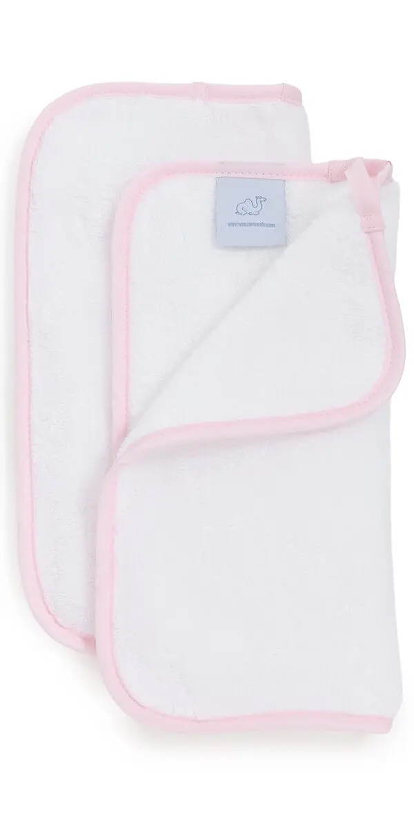 WEEZIE Signature Washcloths 2 Pack - Ballet Pink On White