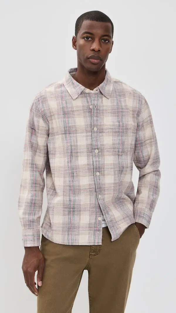 CORRIDOR Rosewood Plaid Flannel Shirt - Natural