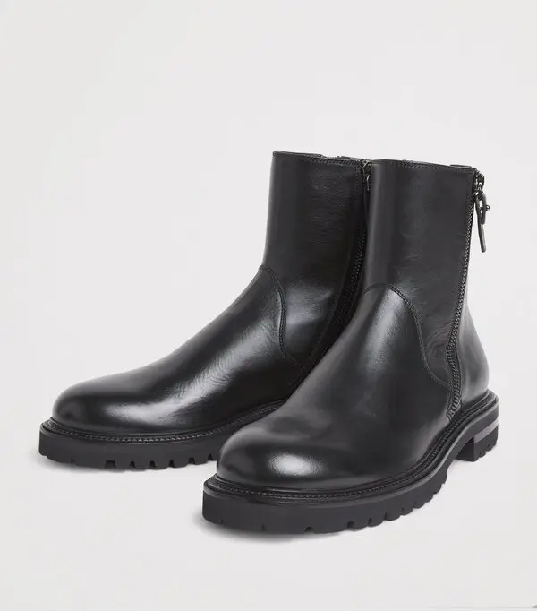 Giorgio Armani Leather Zip Ankle Boots