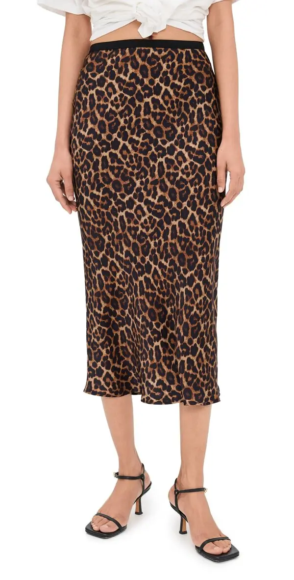 ANINE BING Printed Bar Silk Skirt