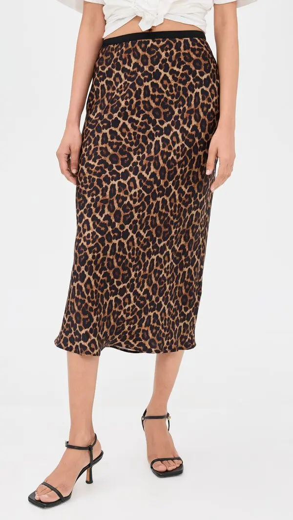 ANINE BING Printed Bar Silk Skirt