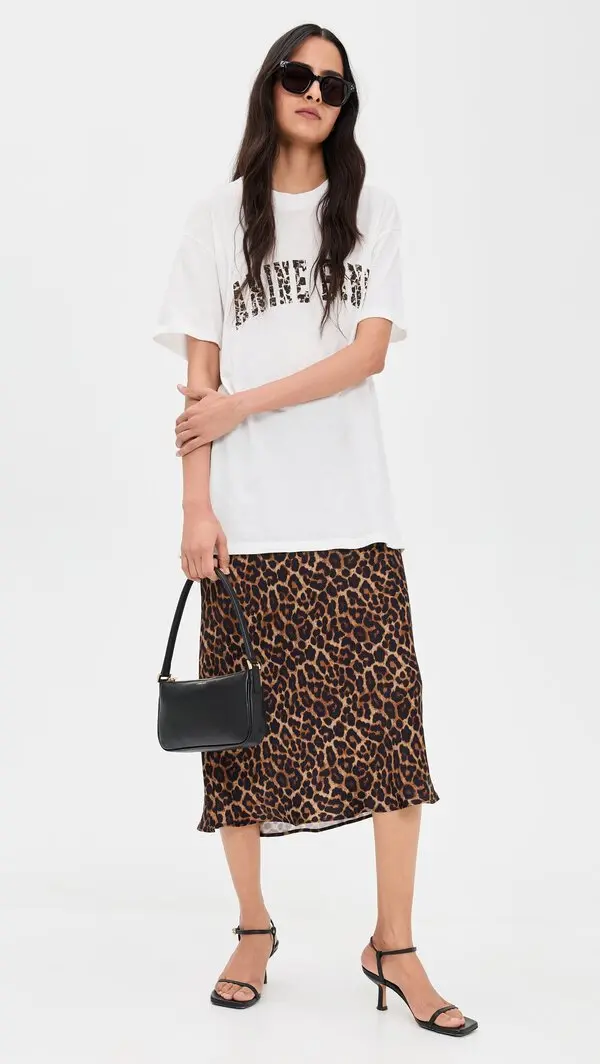 ANINE BING Printed Bar Silk Skirt