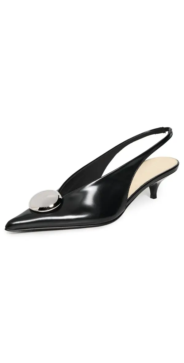 Proenza Schouler Dome Slingbacks In Polished Calf - Black