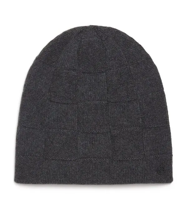 Giorgio Armani Cashmere Patchwork Beanie - Grey