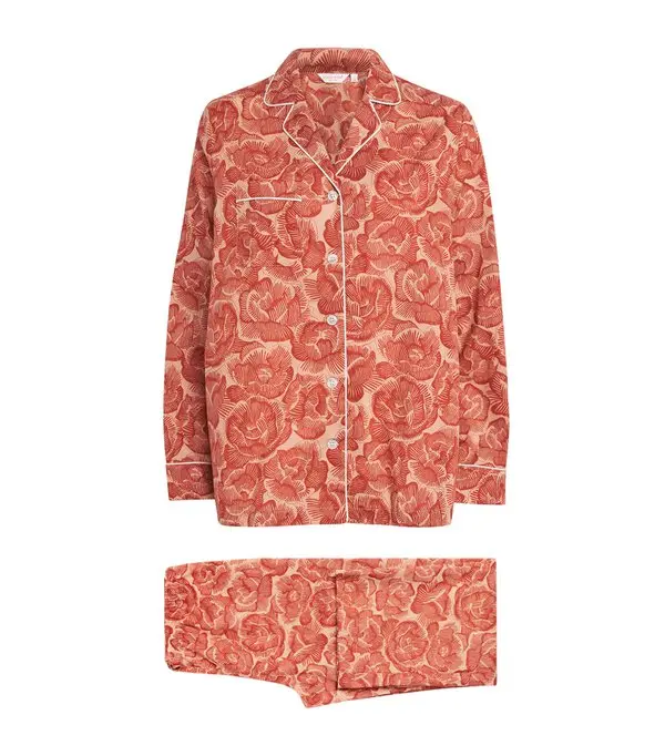 Derek Rose Cotton Ledbury Pyjama Set - Red