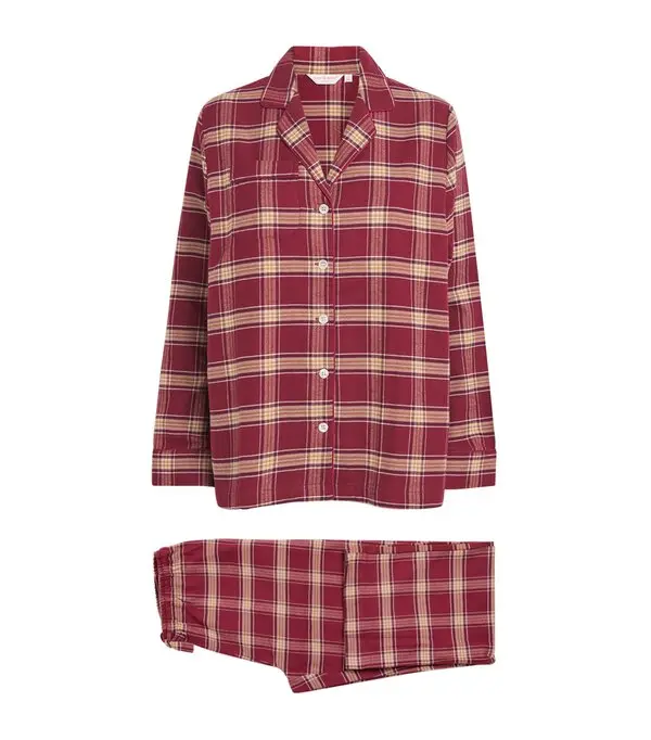 Derek Rose Cotton Kelburn Pyjama Set - Burgundy