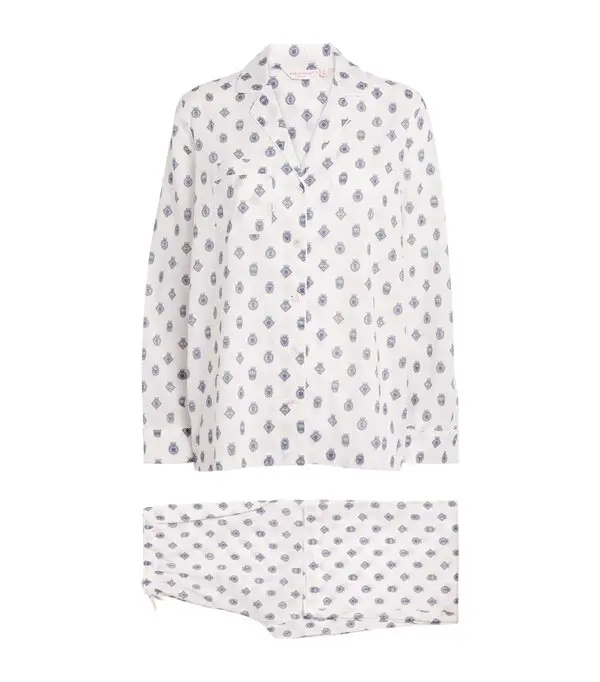 Derek Rose Cotton Printed Ledbury Pyjama Set - White