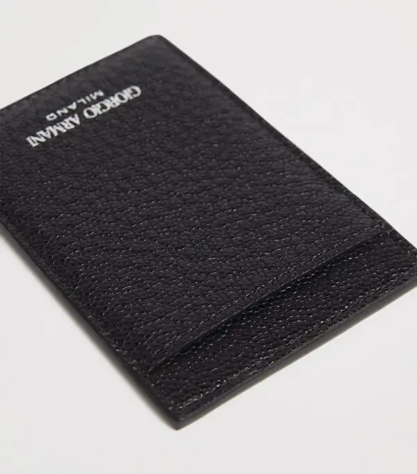 Giorgio Armani Grained Leather Card Holder - Black
