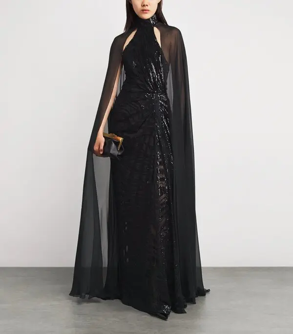 Zuhair Murad Sequined Cape Gown