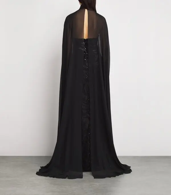 Zuhair Murad Sequined Cape Gown