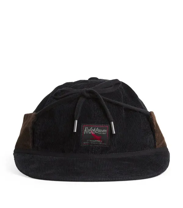 Ralph Lauren Cotton Corduroy Earflap Cap - Black