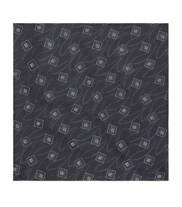 Giorgio Armani Mulberry Silk Geometric Pocket Square - Blue