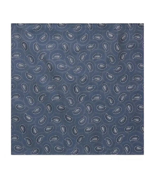 Giorgio Armani Silk Paisley Pocket Square - Blue
