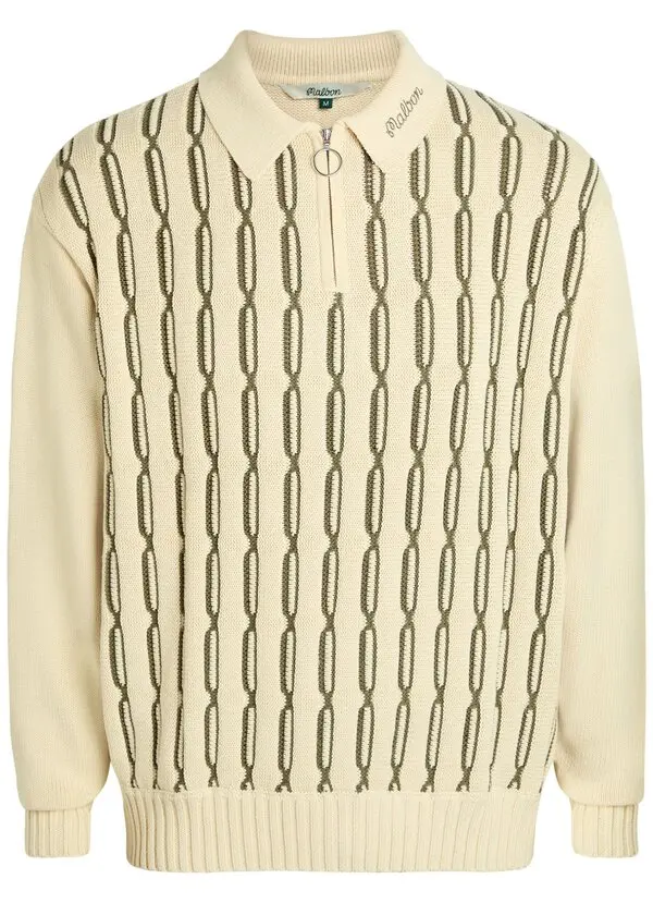 MALBON Links Patterned Cotton-blend Polo Jumper - Beige