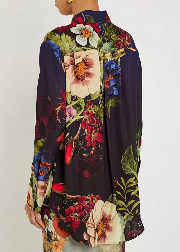 Alice + Olivia Floral-print Satin Shirt