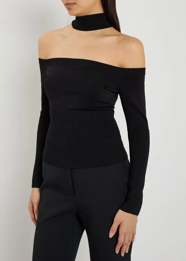 Simkhai Lila Choker-effect Knit Top - Black