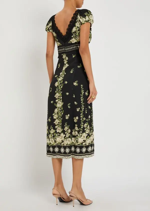 Alice + Olivia Floral-print Crepe Midi Dress