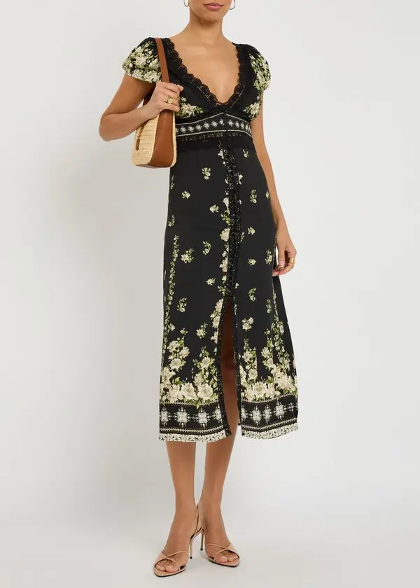 Alice + Olivia Floral-print Crepe Midi Dress