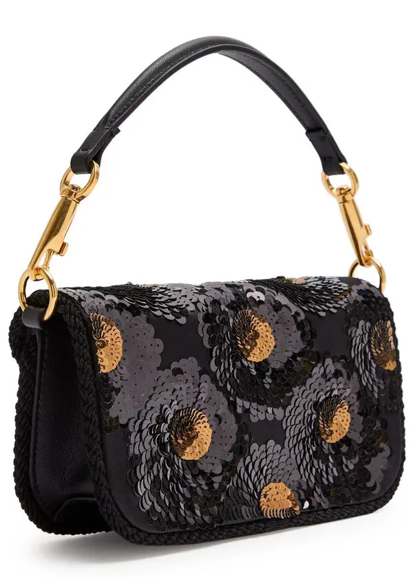 Valentino Garavani Vlogo Sequin-embellished Shoulder Bag