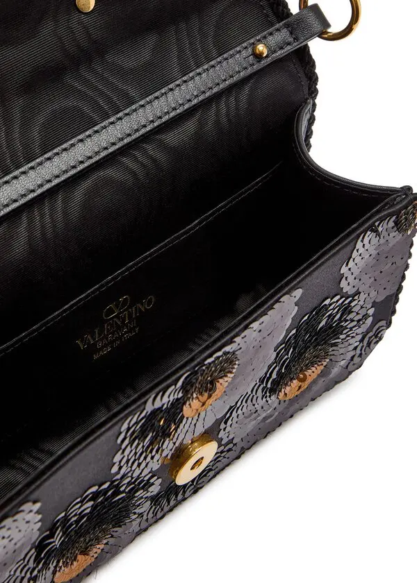 Valentino Garavani Vlogo Sequin-embellished Shoulder Bag