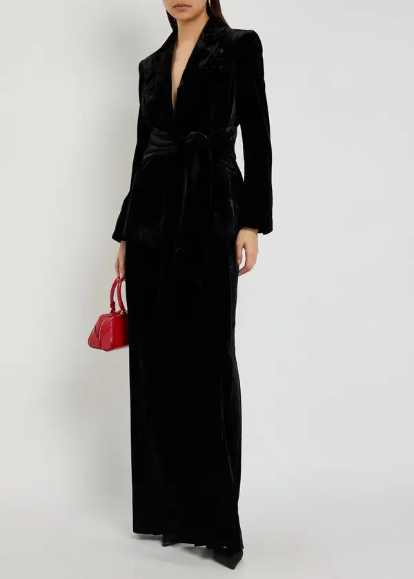 Veronica Beard Alex Wide-leg Velour Trousers