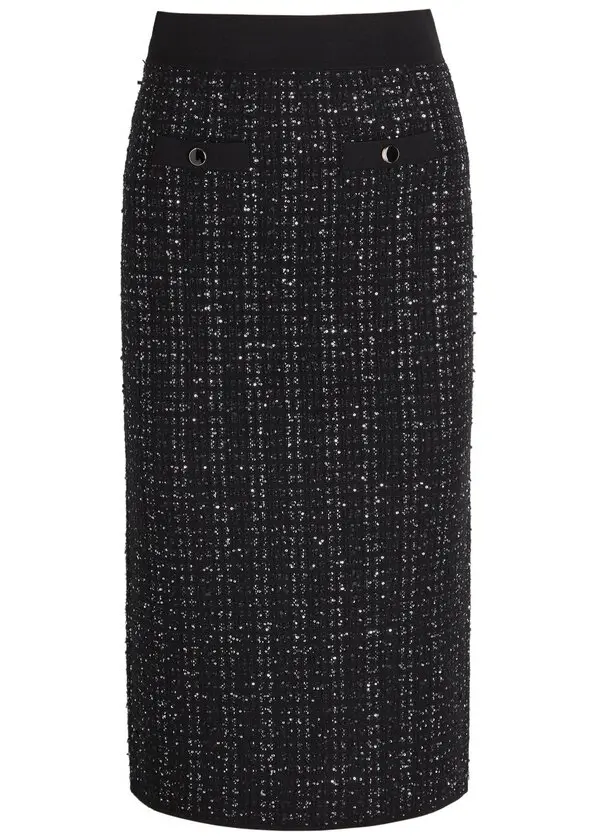 Veronica Beard Sequin-embellished Knit Midi Skirt