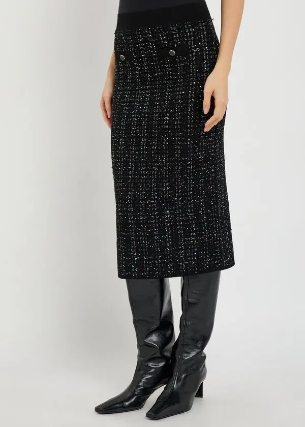 Veronica Beard Sequin-embellished Knit Midi Skirt