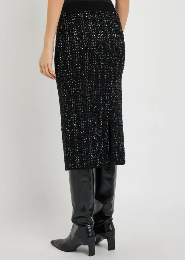 Veronica Beard Sequin-embellished Knit Midi Skirt