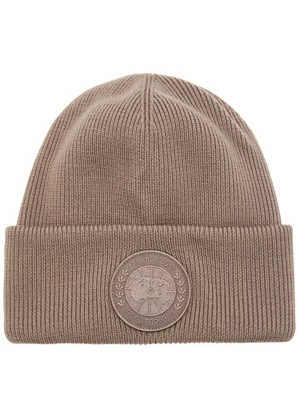 Canada Goose Arctic Ribbed Wool Beanie - Taupe