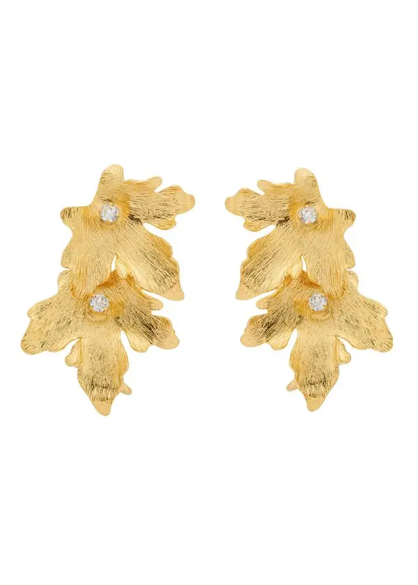 LYNYER Mystic Leaf 24kt-plated Cuff Earrings - Gold