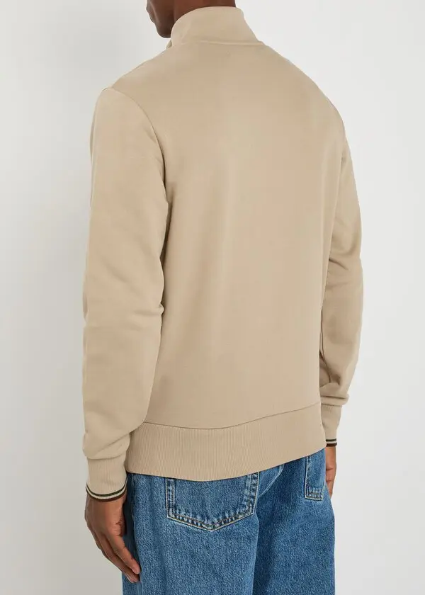Fred Perry Half-zip Cotton Sweatshirt With Embroidered Logo - Ecru