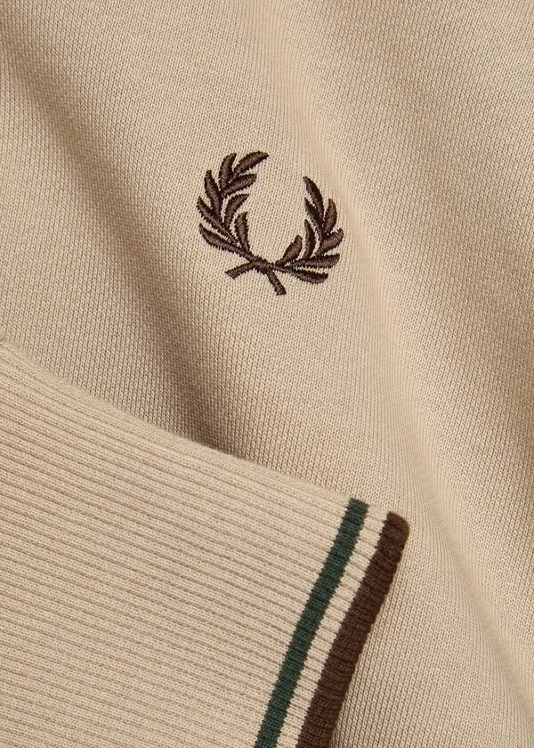 Fred Perry Half-zip Cotton Sweatshirt With Embroidered Logo - Ecru