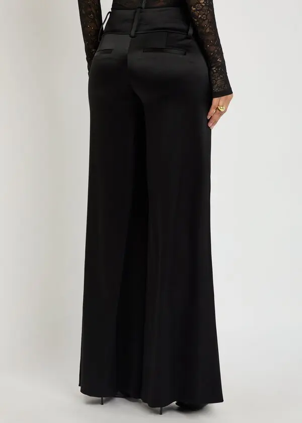 Alice + Olivia Olivia Wide-leg Satin Trousers - Black