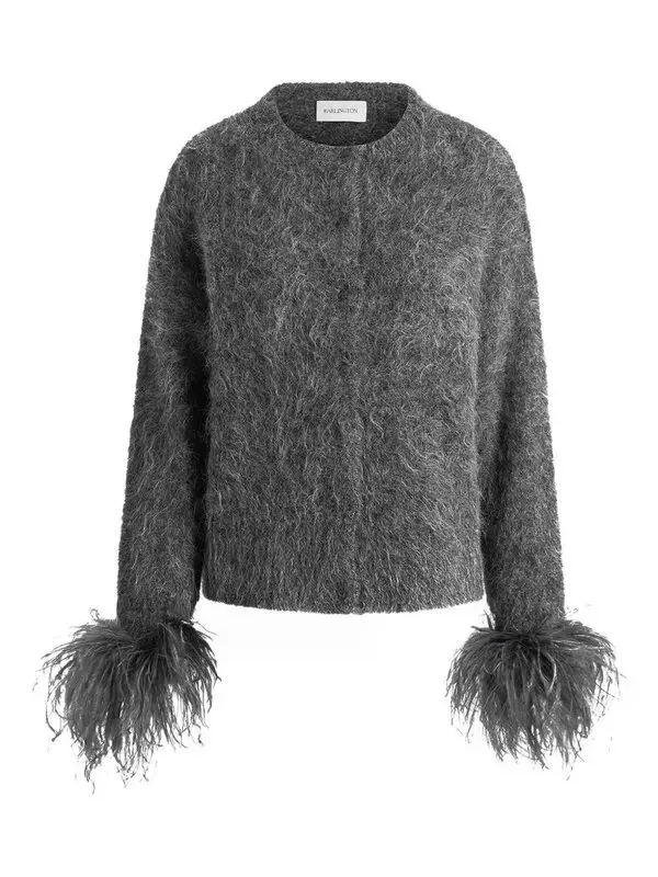 16Arlington Feather-trim Knitwear - Grey