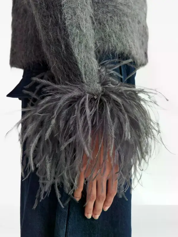 16Arlington Feather-trim Knitwear - Grey
