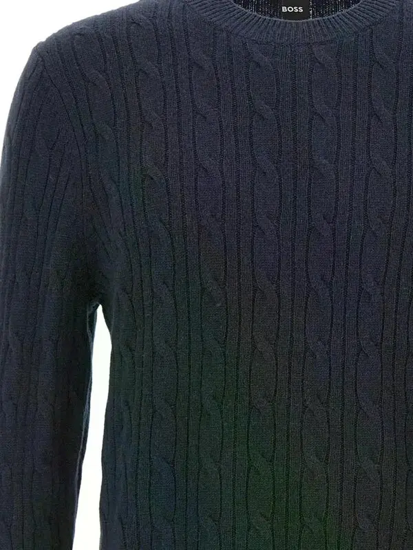 BOSS Cable Knit Crew Neck Sweater
