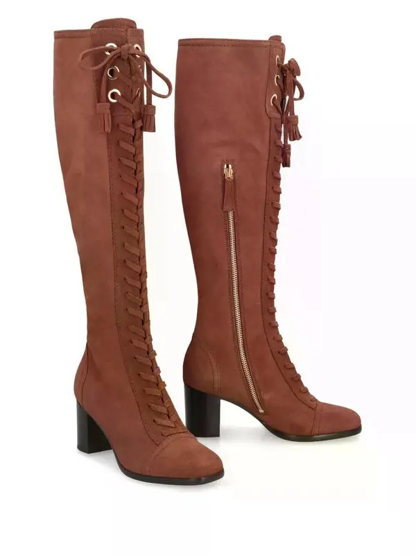 Alberta Ferretti Lace-up Knee High Boots