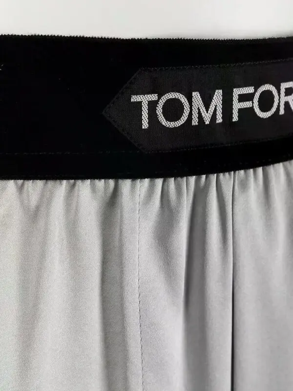 TOM FORD Logo-waistband Silk Boxers - Grey