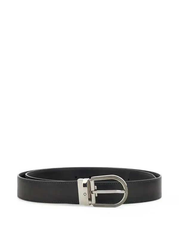Montblanc Leather Belt With Horseshoe Pin Buckle - Black