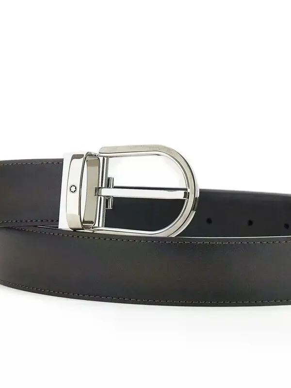Montblanc Leather Belt With Horseshoe Pin Buckle - Black