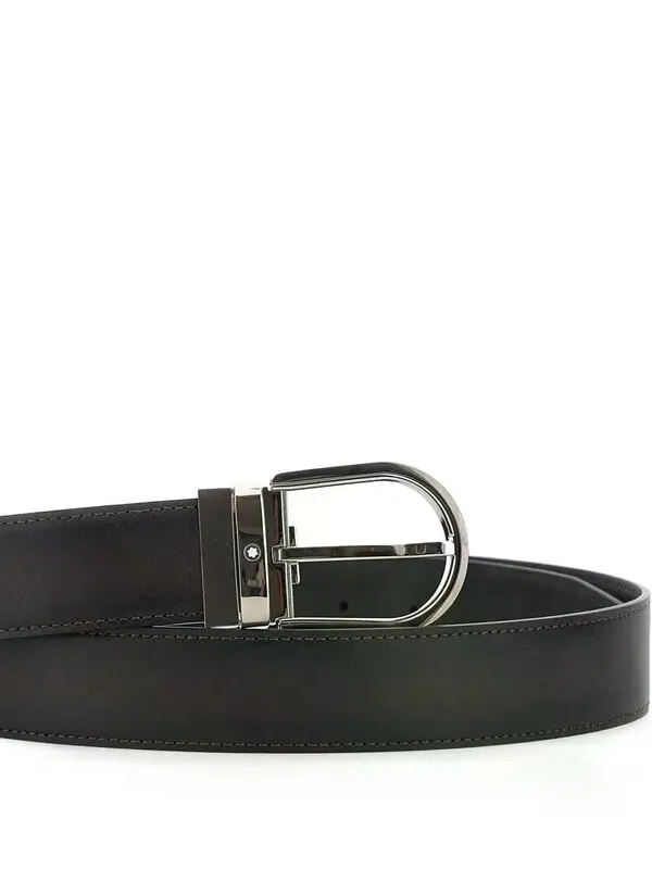 Montblanc Leather Belt With Horseshoe Pin Buckle - Black