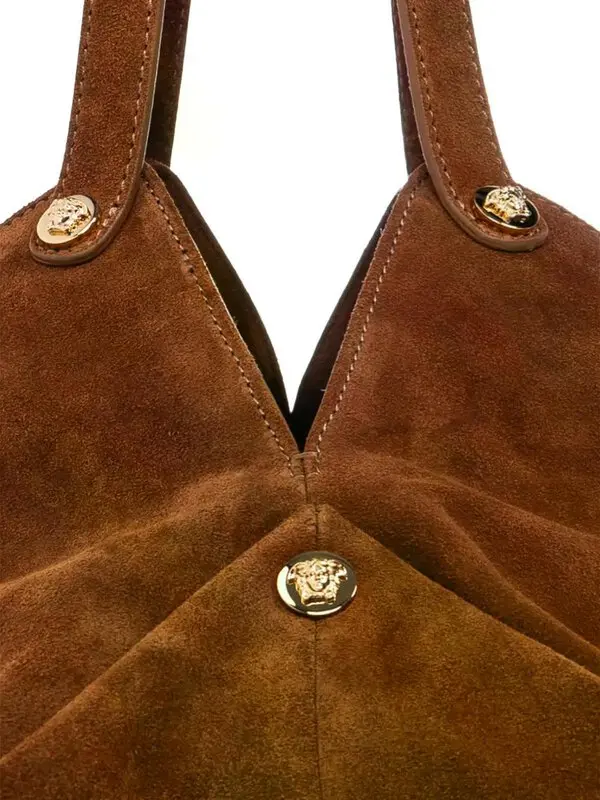 Versace Protea Suede Shoulder Bag - Brown